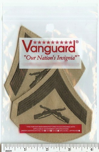 USMC Marines Lance Corporal LCpl E3 Chevrons PATCH set green/tan for ...