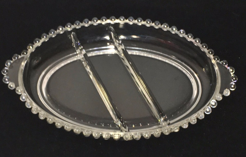 Imperial CANDLEWICK CRYSTAL*10 1/2" 3 PART RELISH/ BUTTER & JAM SET ...