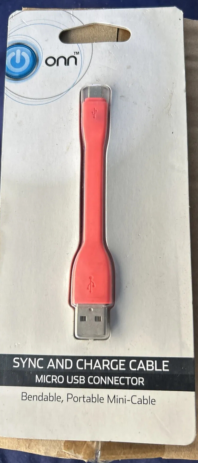 MICRO USB LOT OF 2 ONN pink mini SYNC & CHARGE CABLE connector ...