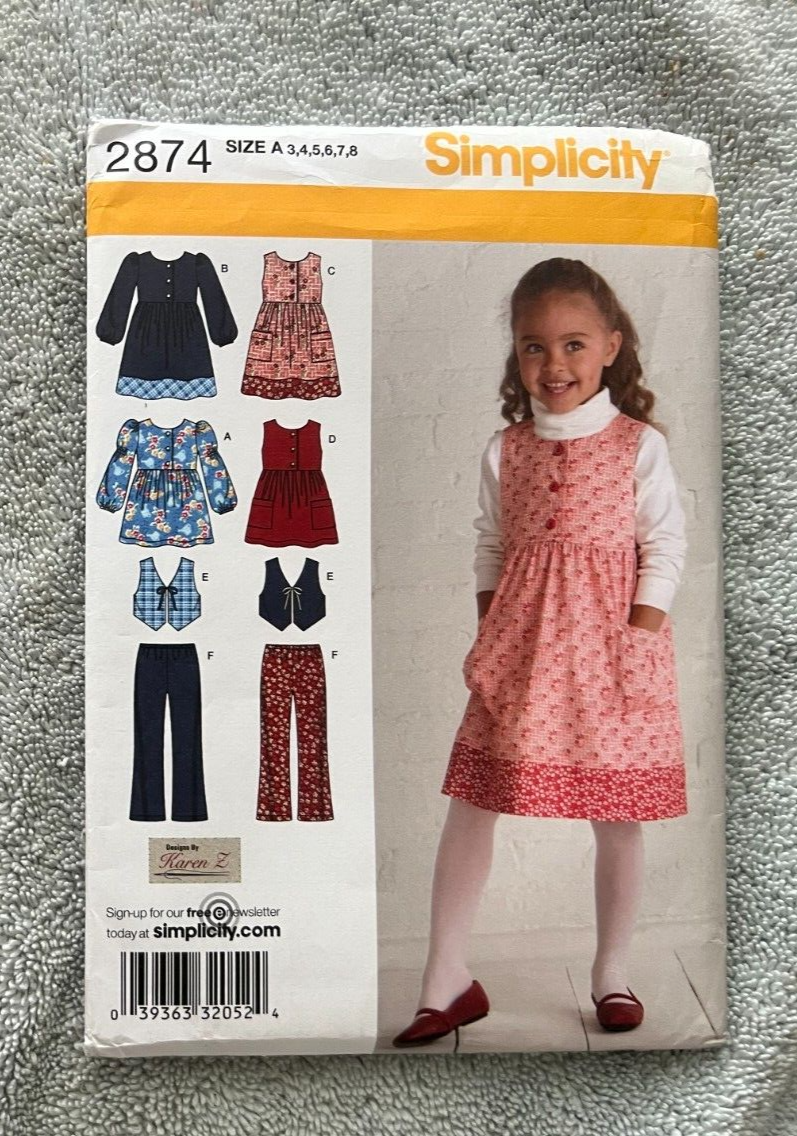 2 Simplicity Patterns ~ 6613 & 2874 ~ Size 3-8 ~ ~ ~ ~ ~ Listing MP 58 ...