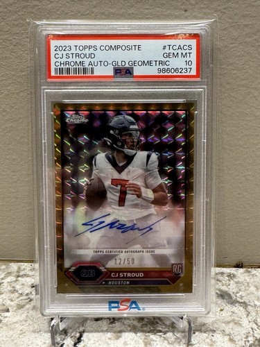 CJ STROUD 2023 Topps Composite Chrome Gold Geo Rookie Auto /50 PSA 10 ...