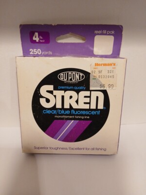 Vintage Stren Monofilament Fishing Line 4 lb Test 250 Yd Fluorescent ...