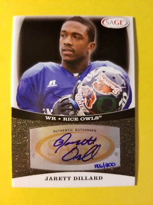 JARETT DILLARD * 186/200 * RC ROOKIE AUTO AUTOGRAPH #A14 RICE OWLS 2009 ...