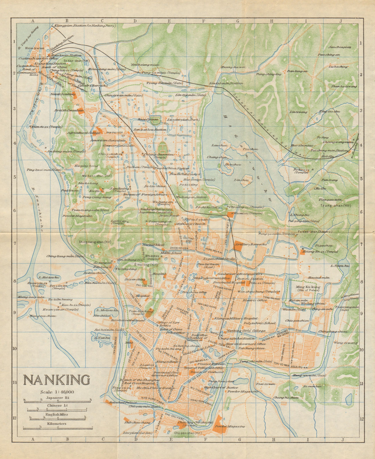 'Nanking'. Nanjing antique town city plan. China 1924 old map chart | eBay