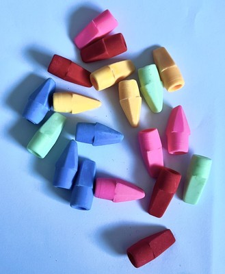 20x Pencil Top Erasers Chisel Shape Student Supplies Stationery Asstd ...