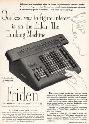 1951 Friden Thinking Machine: Quickest Way Figure Interest Vintage ...