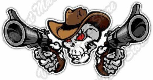 Skeleton Skull Gun Pistol Funny Car Bumper Vinyl Sticker Decal 6X3" | eBay