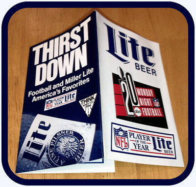 1989 MILLER LITE BEER NFL MONDAY NIGHT FOOTBALL POCKET SCHEDULE EX+NM ...