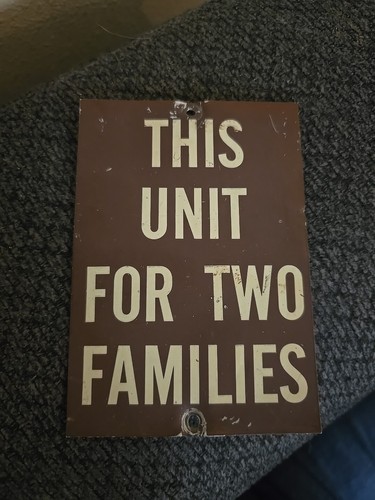 Small Vintage Metal Motel Room Sign "This Unit For Two Families" | eBay