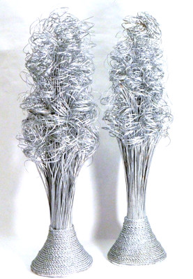 Finials Metal Wire Scroll Pom Pom Silver Tall Pier 1 Pair | eBay