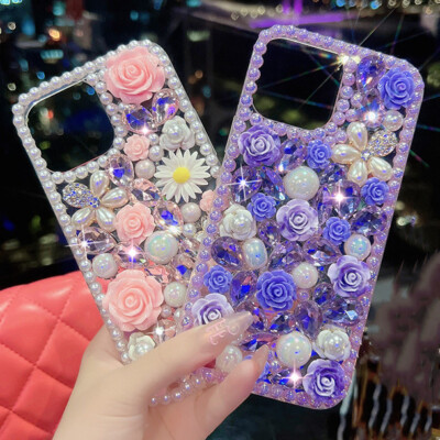 3D Bling Diamonds Case Rhinestones Crystals Sparkly Pearls Phone Case ...