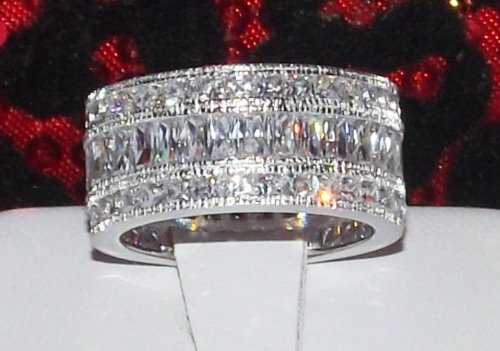 5C Engagement Ring Eternity Wedding Band Womens Simulated Diamond 3 ...