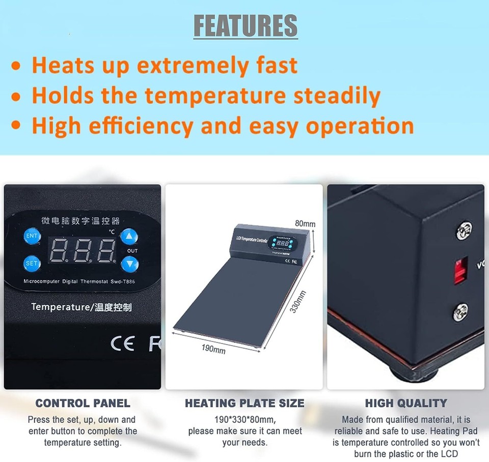 Heating Pad Hot Mat Mobile Phone iPad LCD Screen Separator Plate Repair ...
