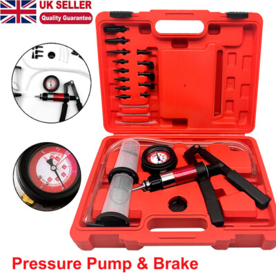 Red Handle Pressure Pump & Brake Bleeder Tester Tool Kit For Car Fuel ...