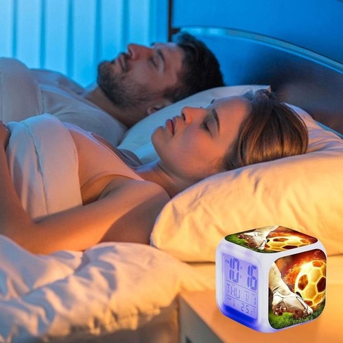 Plastic Football Alarm Clock Square Soccer Clock Digital Clock Kids ...