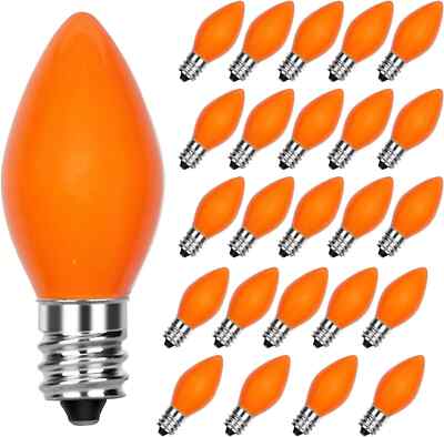 25 Pack C7 Orange Ceramic Light Bulbs, 5 Watt Ceramic Orange Vintage ...