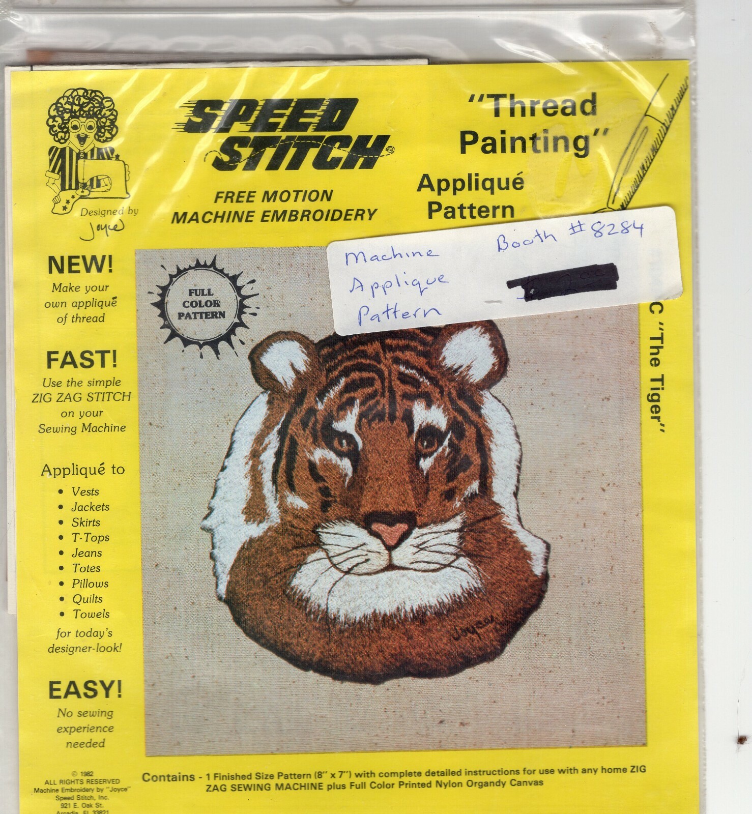 Speed Stitch Thread Painting Applique Pattern The Tiger Free Motion ...