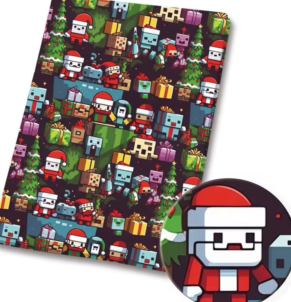 Minecraft game blocks Creeper Christmas polyCotton Fabric Half Yard (18 ...