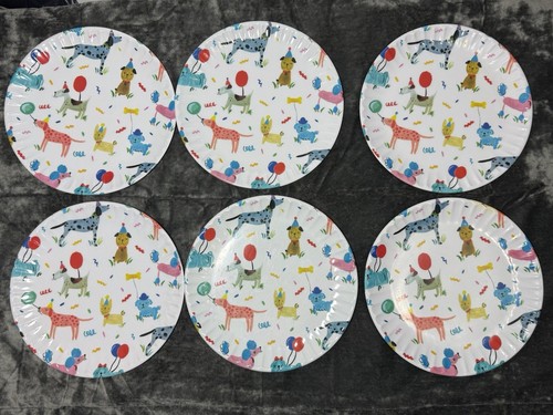 Novogratz Melamine Plate Set 6 Dog Party Animals Indoor Outdoor ...