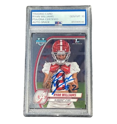 Ryan Williams Signed Card Alabama Crimson Tide Autographed Auto PSA 10 ...