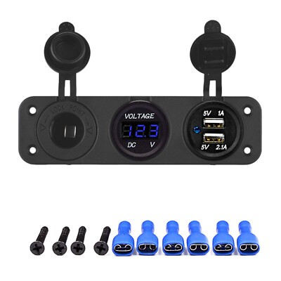Dual USB Voltmeter Car Lighter Socket Splitter 12V Charger Power ...