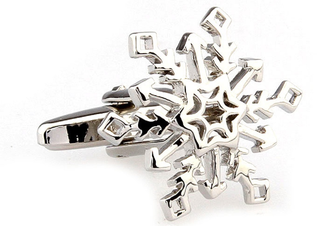 Snowflake Pair Cufflinks Cut Out Christmas Fancy Gift Box & Polishing ...