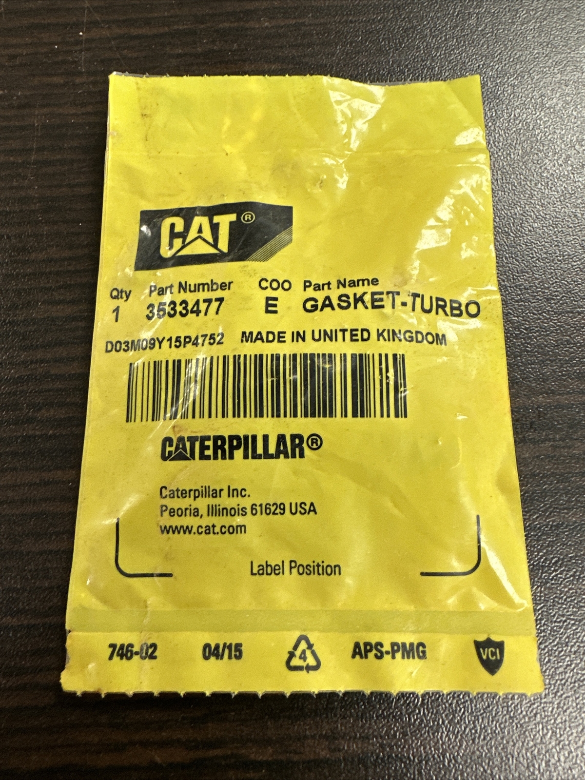 OEM CAT GASKET-TURBO 3533477 Caterpillar Ships Free! | eBay