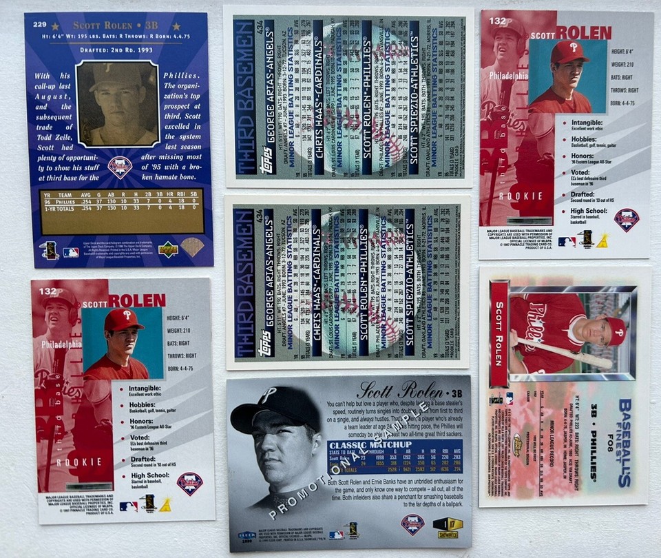 Scott Rolen (7) Card Lot Rookie RC Insert Promo Topps Upper Deck HOF ...