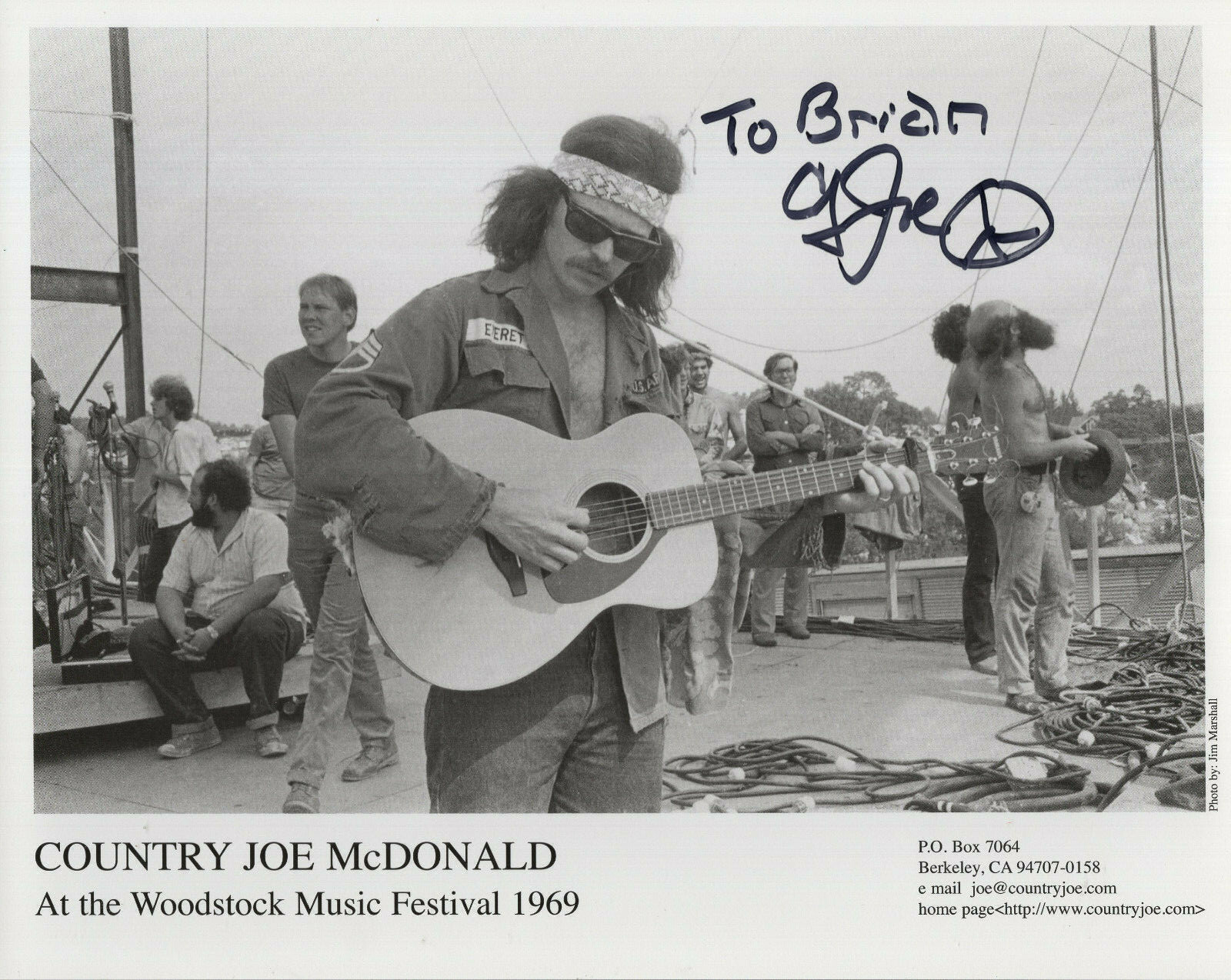 COUNTRY JOE MCDONALD authentic hand signed 8x10 photo 1969 WOODSTOCK To ...