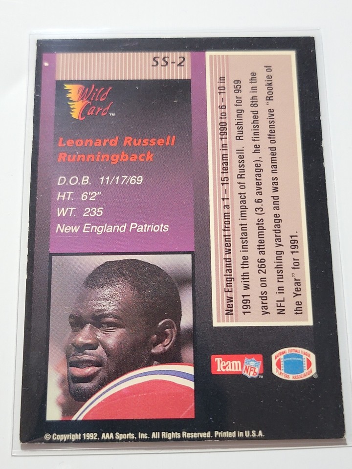 LEONARD RUSSELL 1992 Wild Card Stat Smasher Insert #SS-2. PATS | eBay