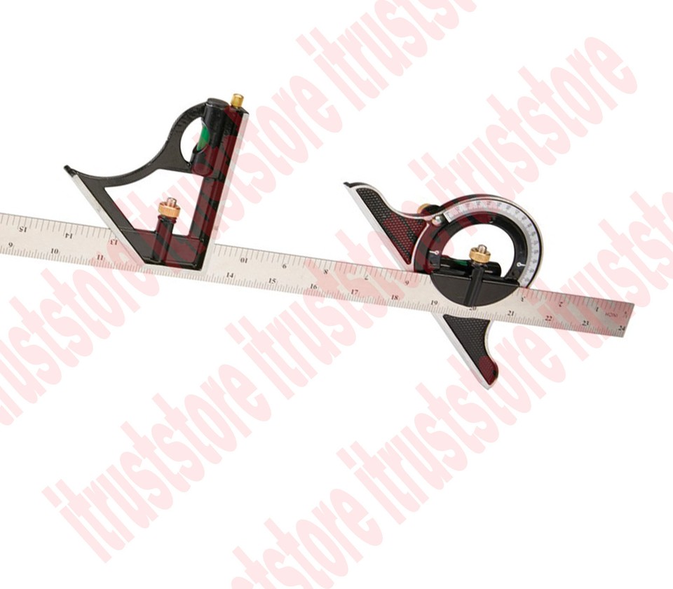 LONG STEEL MACHINIST COMBINATION TRY TRI SQUARE RULER MEASURING ANGLE ...