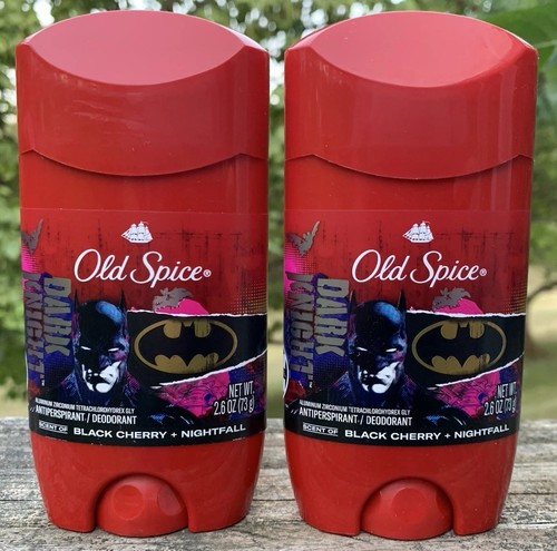 Lot (2) Old Spice Batman Dark Knight Black Cherry & Nightfall Deodorant ...