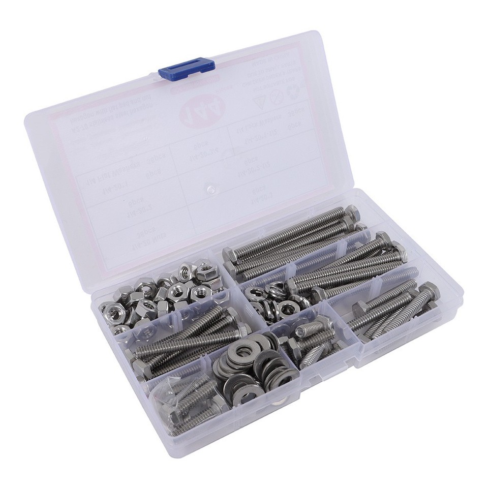 144 Pack 1/4-20 Hex Bolts And Nuts Kit 1/4" Stainless Steel Machine ...