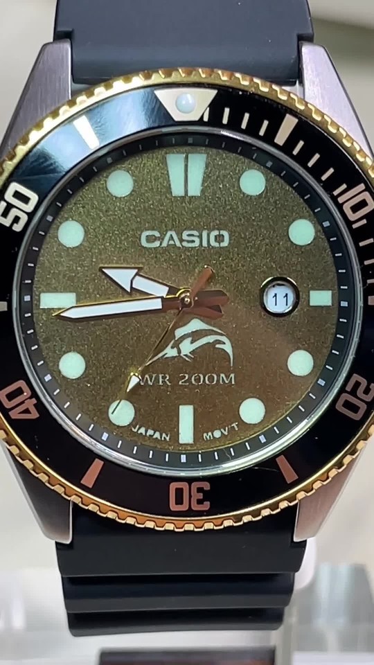 NEW Watch Casio Duro MDV-106- BEST MOD Metalic GOLD DIAL FULL Lume ...