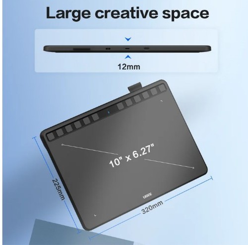 UGEE S1060W Wireless Graphics Tablet, 10"x 6.27" with 12 Shortcut Keys ...