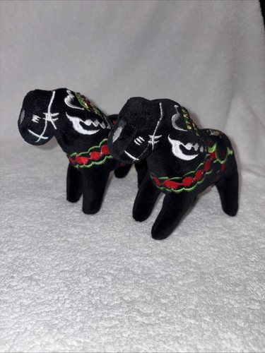 Dala horse plush lot 2 black Nordic Souvenir Sweden Scandinavian ...