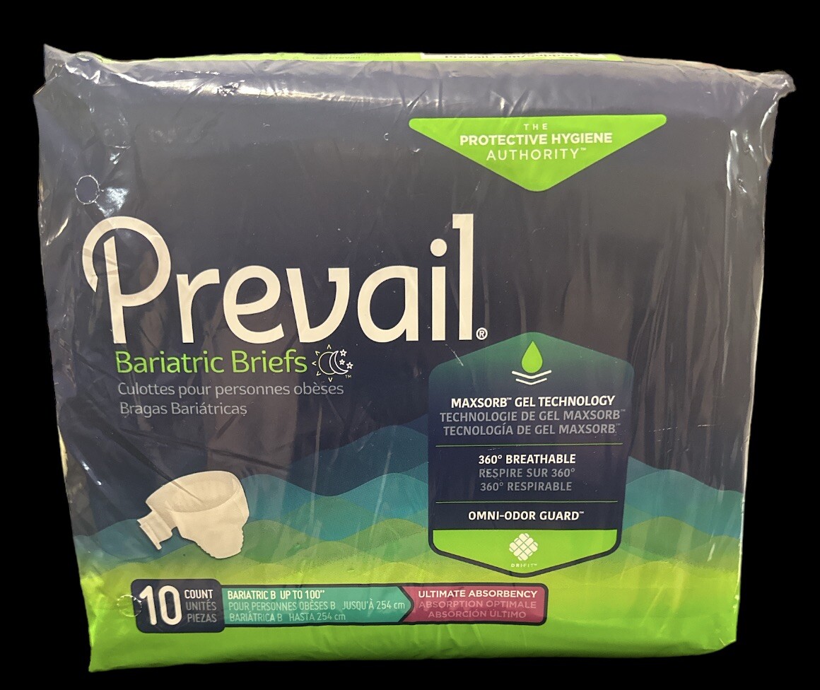 Prevail 10 Count Bariatric B Briefs Up to 100" Ultimate Absorbency ...