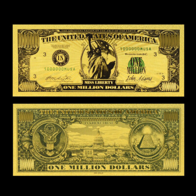 United States US $1 Million Dollar Gold Foil Banknote - Brilliance Gift ...