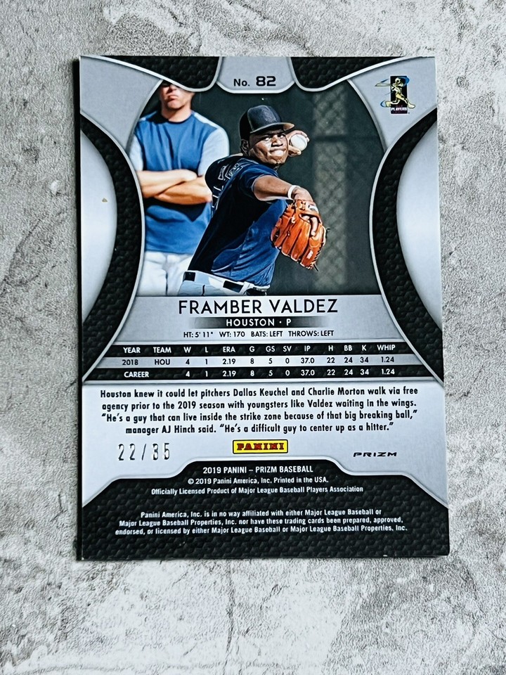 Framber Valdez 2019 Panini Prizm SSP RC NUMBERED TO 35! No Hitter! #82 ...