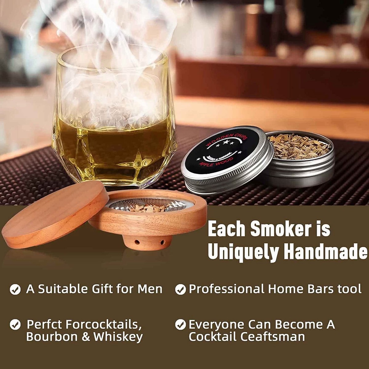 Electric Smoker Electric Whiskey Smoker Kit - Rechargeable With 6 Wood ...