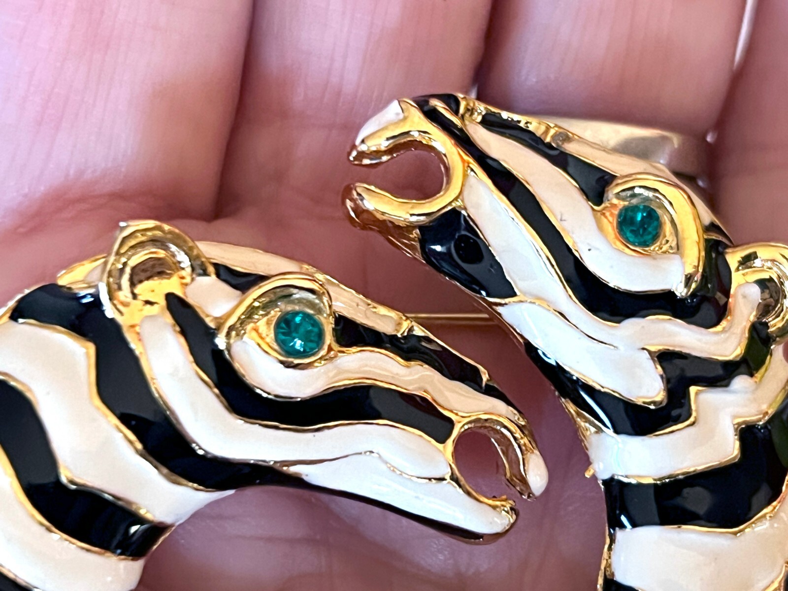 Vintage Kenneth Jay Lane KJL Enamel Double Zebra Pin Brooch | eBay