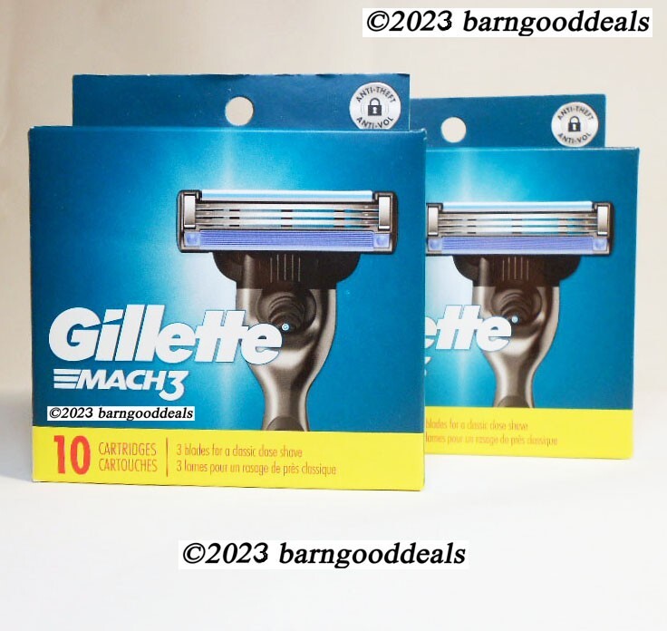 GILLETTE MACH 3 RAZOR BLADE REFILLS, 10 CART'S EACH X 2 = 20 CART'S ...