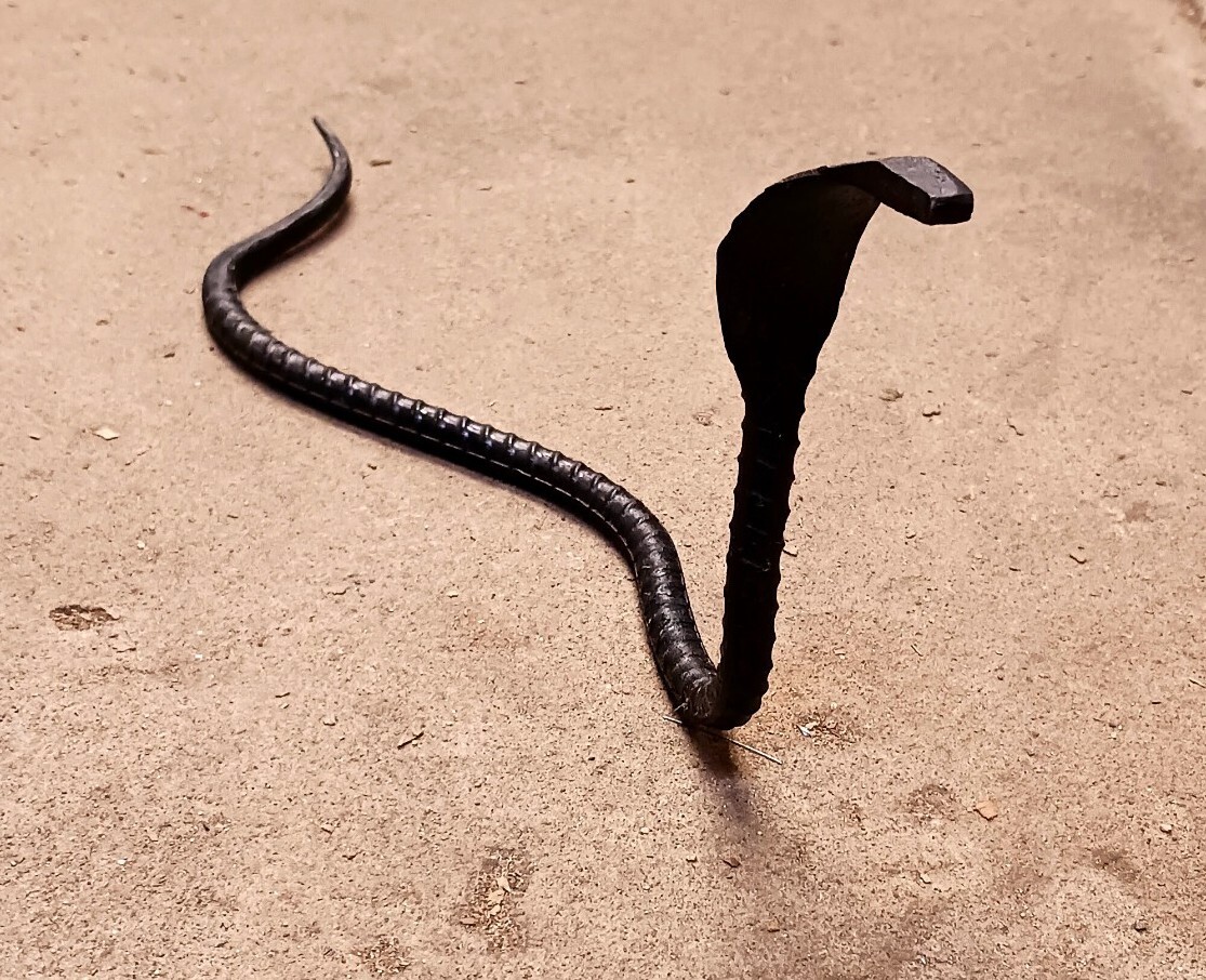 Rebar King Cobra Snake Hand Forged Iron Snake Garden Decor Steel Snake ...