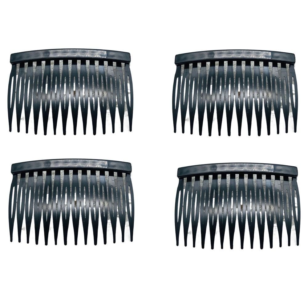 4 pcs Black Clear Hair Combs 7 Cm Slide Combs Stylish Hair Slides Women ...