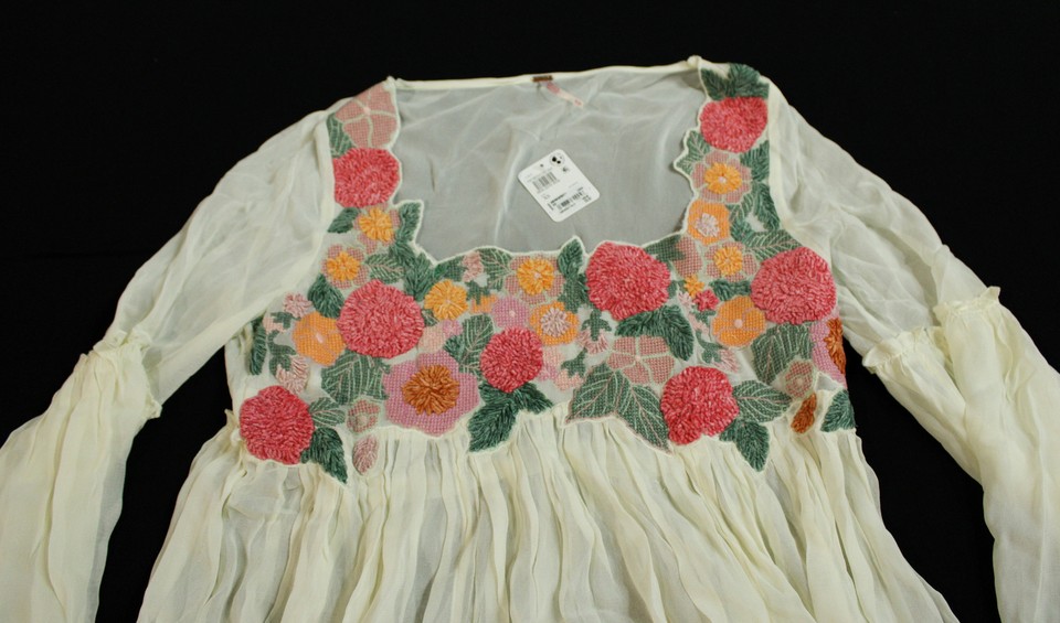 Free People Women's Madeline Shapeless Lightweight Tunic CD4 Ivory Size ...