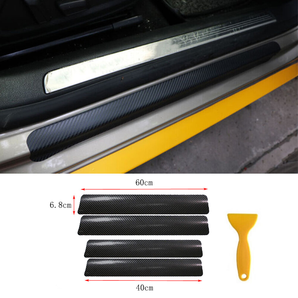 4* Car Accessories Door Sill Scuff Plate Protector Guard Carbon fiber ...