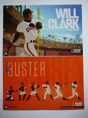 SF Giants Will Clark & Buster Posey Authentic Fan Posters Cheer Cards ...