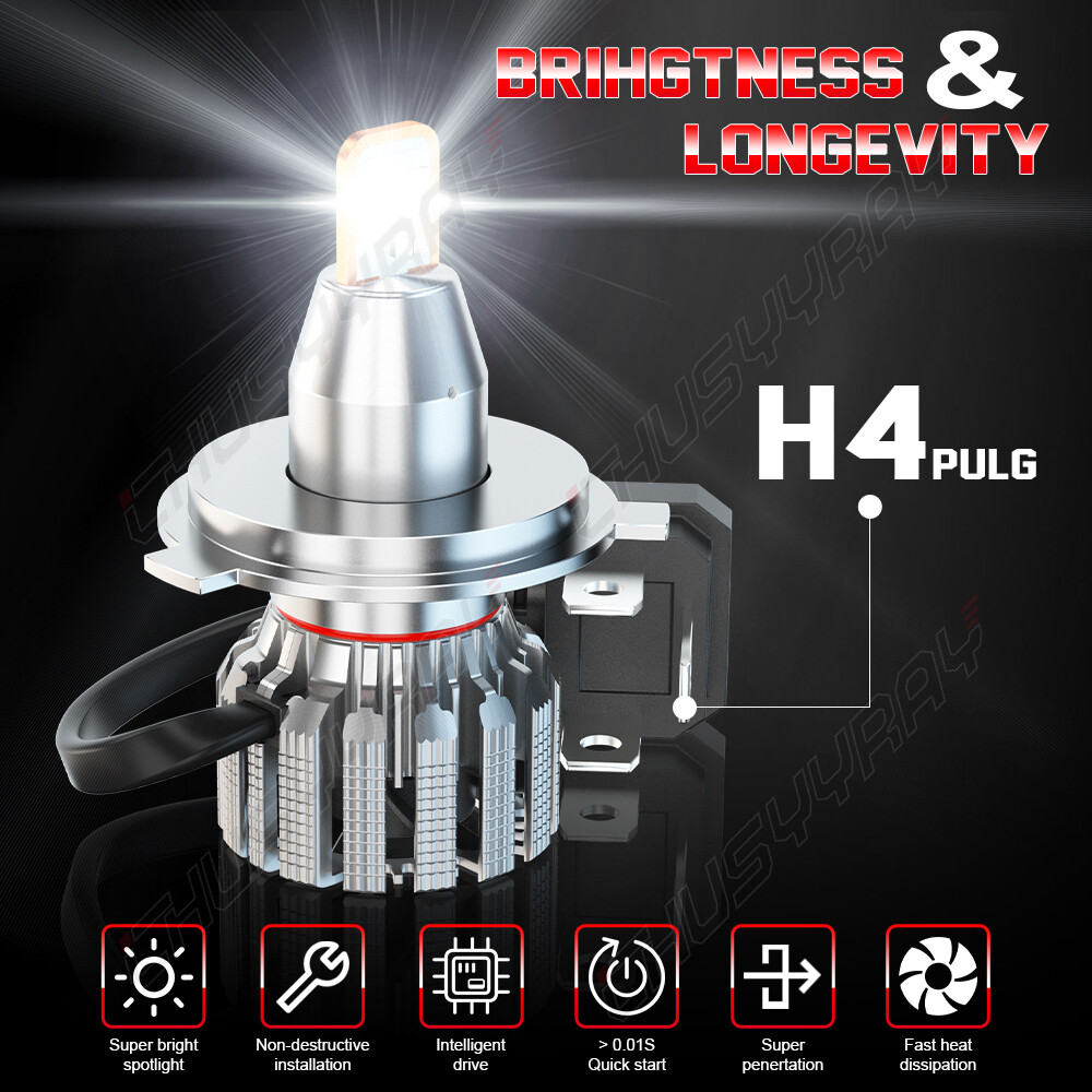 Pickup Truck 7 X 6 Inch Chrome Sealed Beam White LED Headlight W/ H4 ...