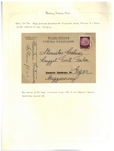 1940 Warsaw Poland Censored Postcard Cover to Internment Camp Eger ...