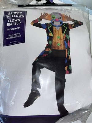 New Bruiser killer Clown Horror scary party skull Halloween Costume kid ...